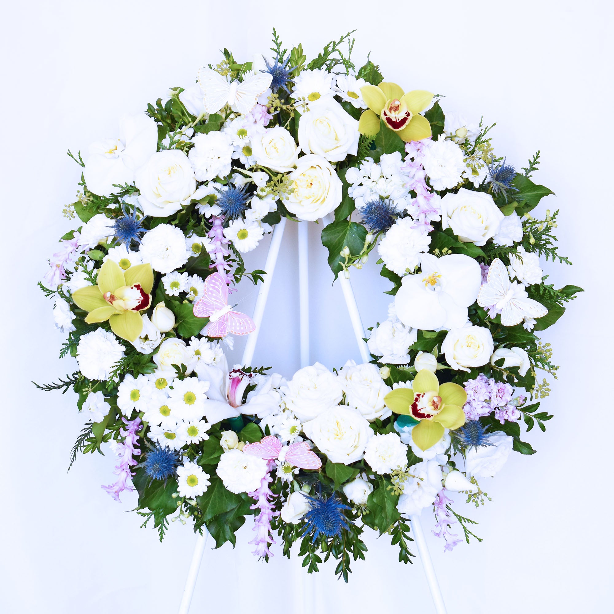 Sincere Jade Sentiment Funeral Flower Wreath | Melissa's Florist ...