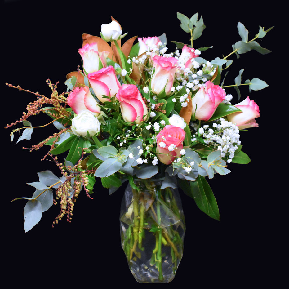 Standard Pink Rose Vase Arrangement | Melissa's Florist & Gifts - Same ...