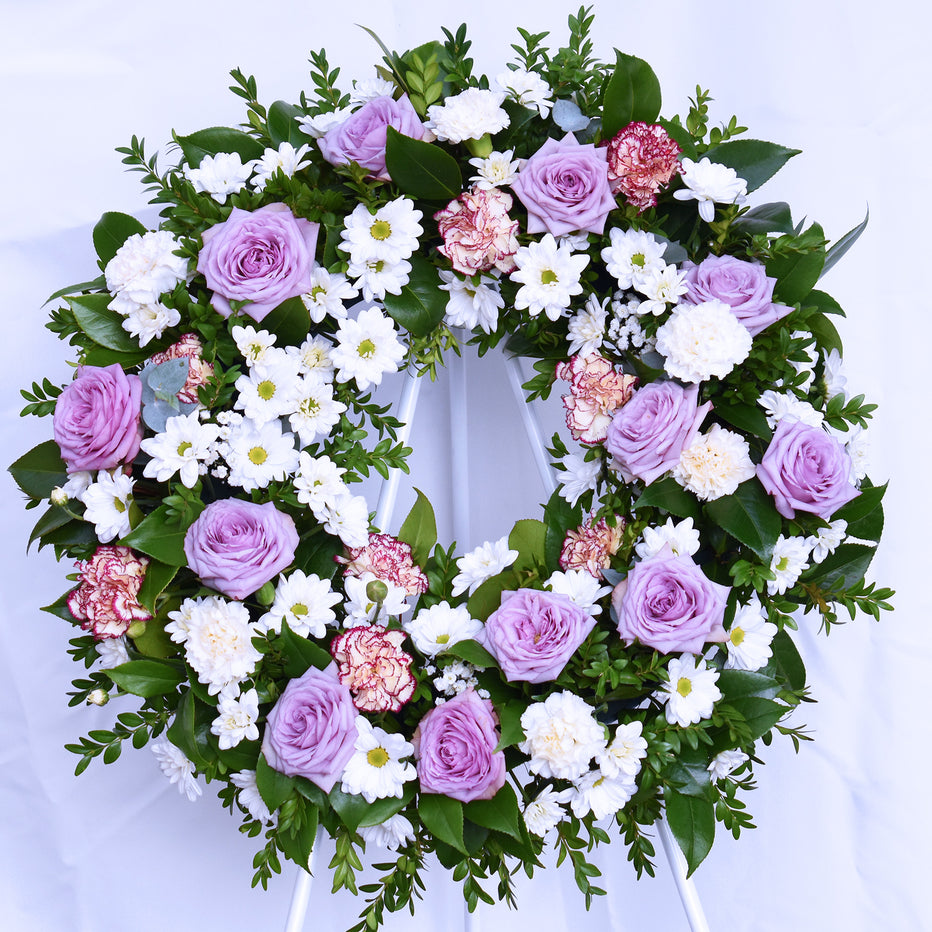 Purple Funeral Flower Wreath | Melissa's Florist & Gifts - Next Day ...
