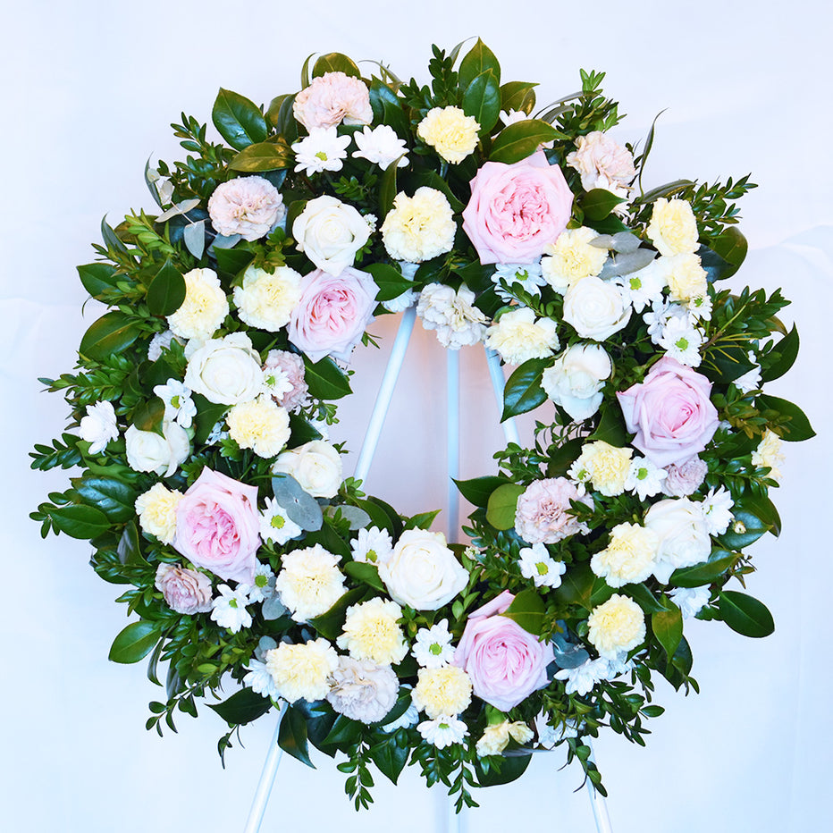 Next Day Funeral Flower Delivery - Pink Funeral Wreath | Melissa's ...