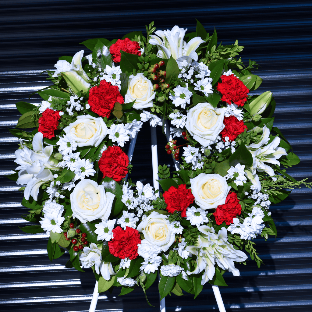 Snow White Funeral Flower Wreath | Melissa's Florist & Gifts - Next-Day ...